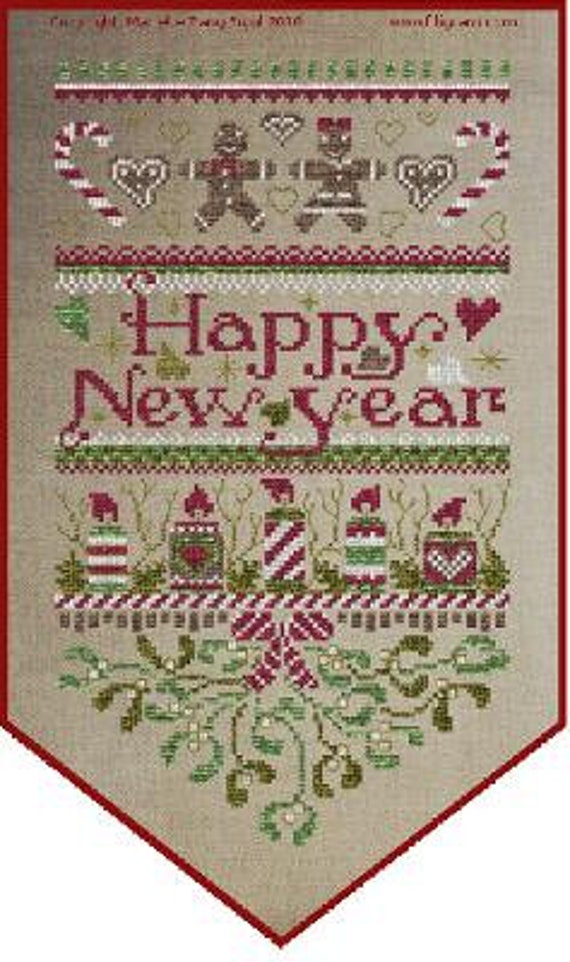 Filigram Happy New Year Banner Cross Stitch Pattern | Etsy