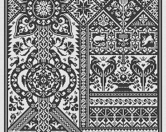 SPANGLED /long DOG Samplers / Cross Stitch Chart / Counted Cross Stitch ...