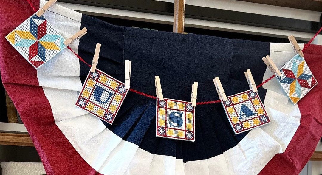 Luhu Stitches - Patriotic Garland Cross Stitch Pattern Leaflet (3 ...