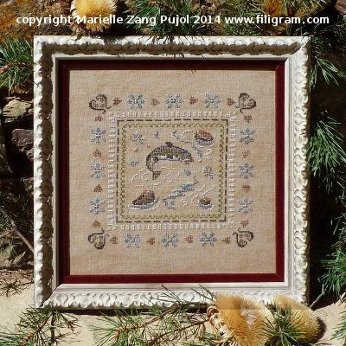Filigram Whitewater Trout Cross Stitch Pattern - Etsy