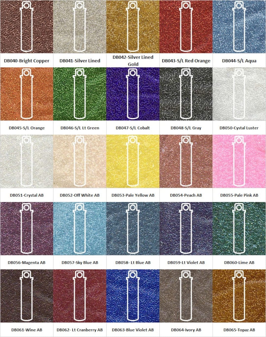 Miyuki Delica Size 11/0, Seed Beads, Colors DB001-DB085, 7.2 Gram Tubes ...