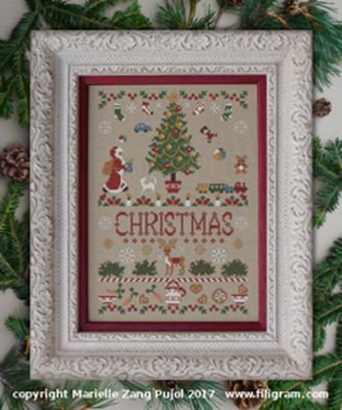 Filigram Here is Christmas Cross Stitch Pattern - Etsy