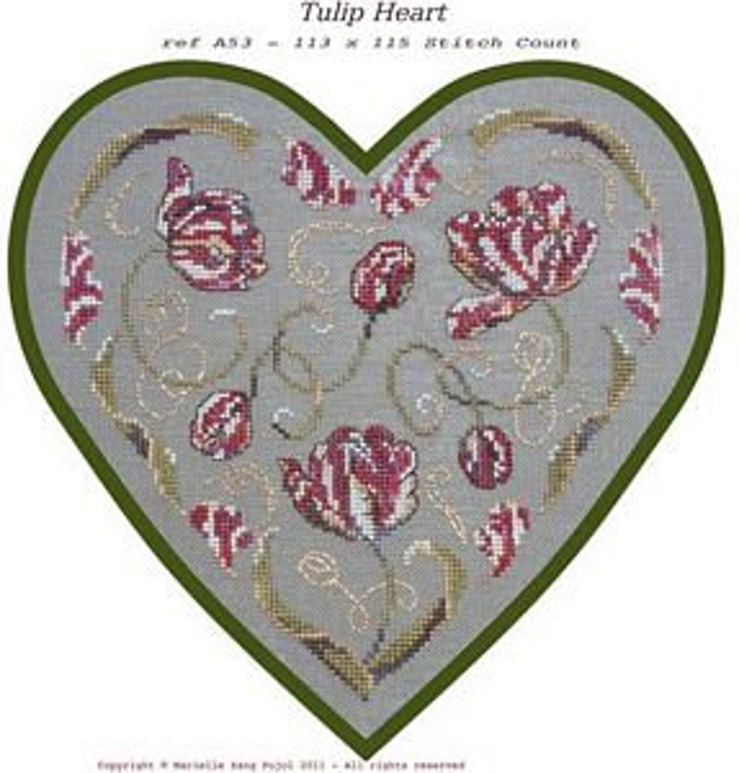 Filigram Tulip Heart Cross Stitch Pattern - Etsy