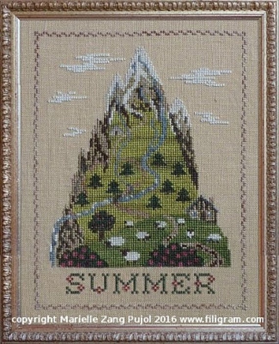 Filigram Summer Mountain Cross Stitch Pattern - Etsy