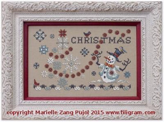 Filigram Christmas and Snowflakes Cross Stitch Pattern | Etsy