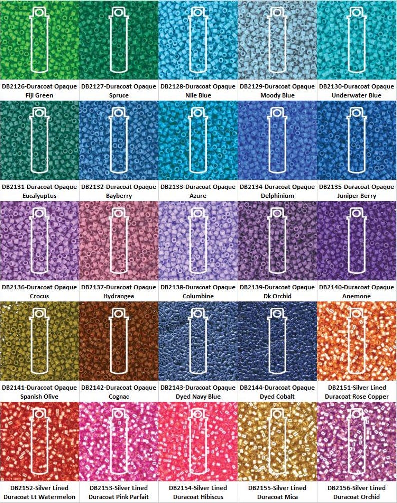 Miyuki Delica Size 11/0, Seed Beads, Colors DB2101-DB2176, 7.2 Gram ...