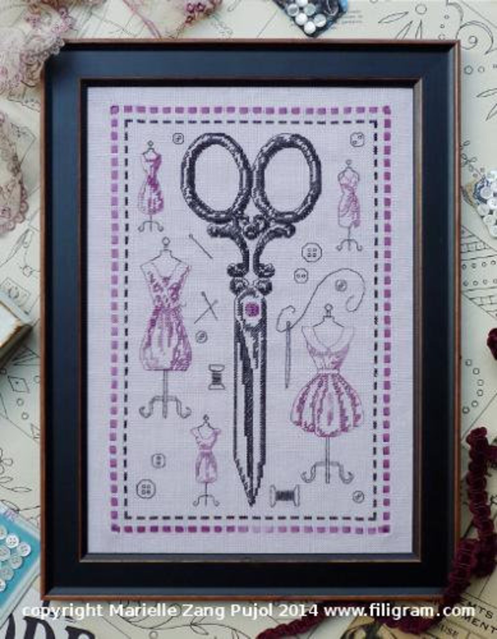 Filigram Sewing Scissors Cross Stitch Pattern silk Pack | Etsy