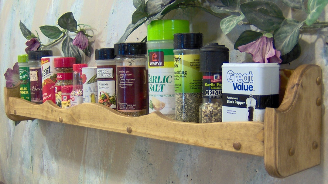 Golden Oak Stain 30 Inches Single Spice Rack for the Kitchen - Etsy