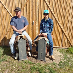 Gray Wood Stain Free Standing Saddle Stand Rack With Tray Ready to ...