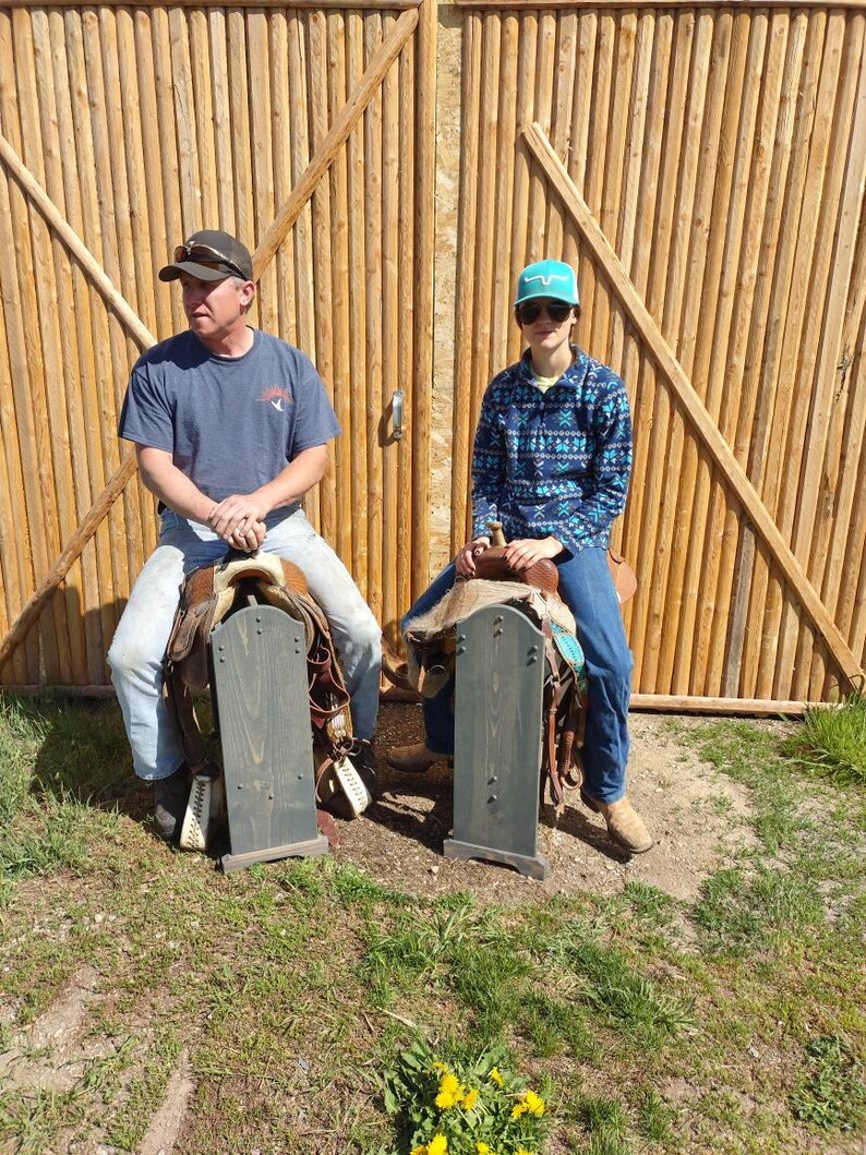 Gray Wood Stain Free Standing Saddle Stand Rack With Tray | Etsy