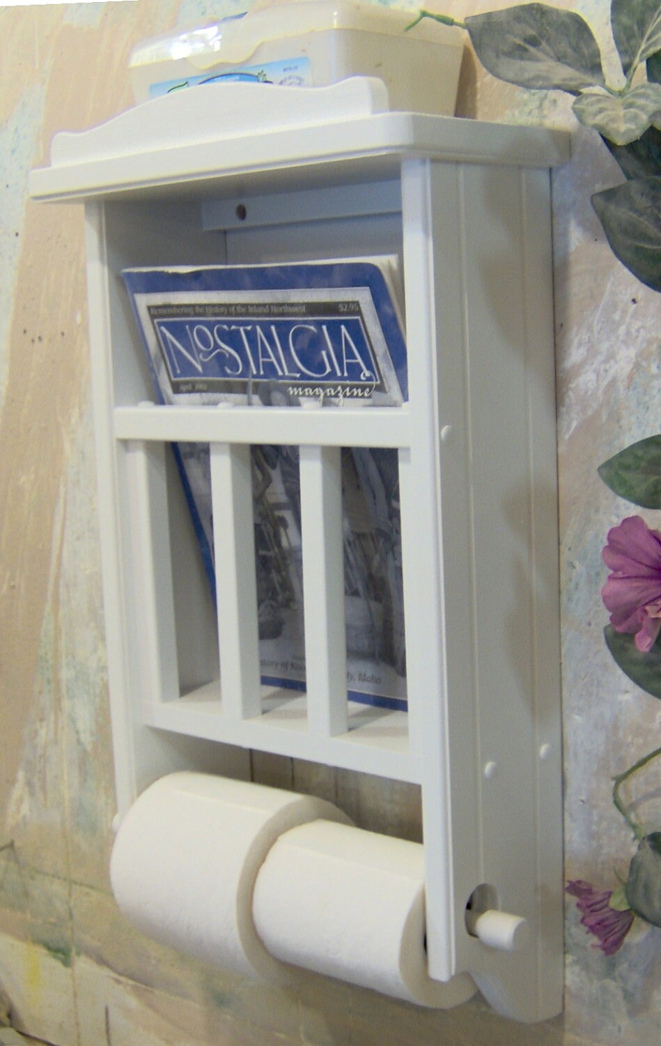 White Magazine Rack With Toilet Paper Tissue Holder and Shelf - Etsy