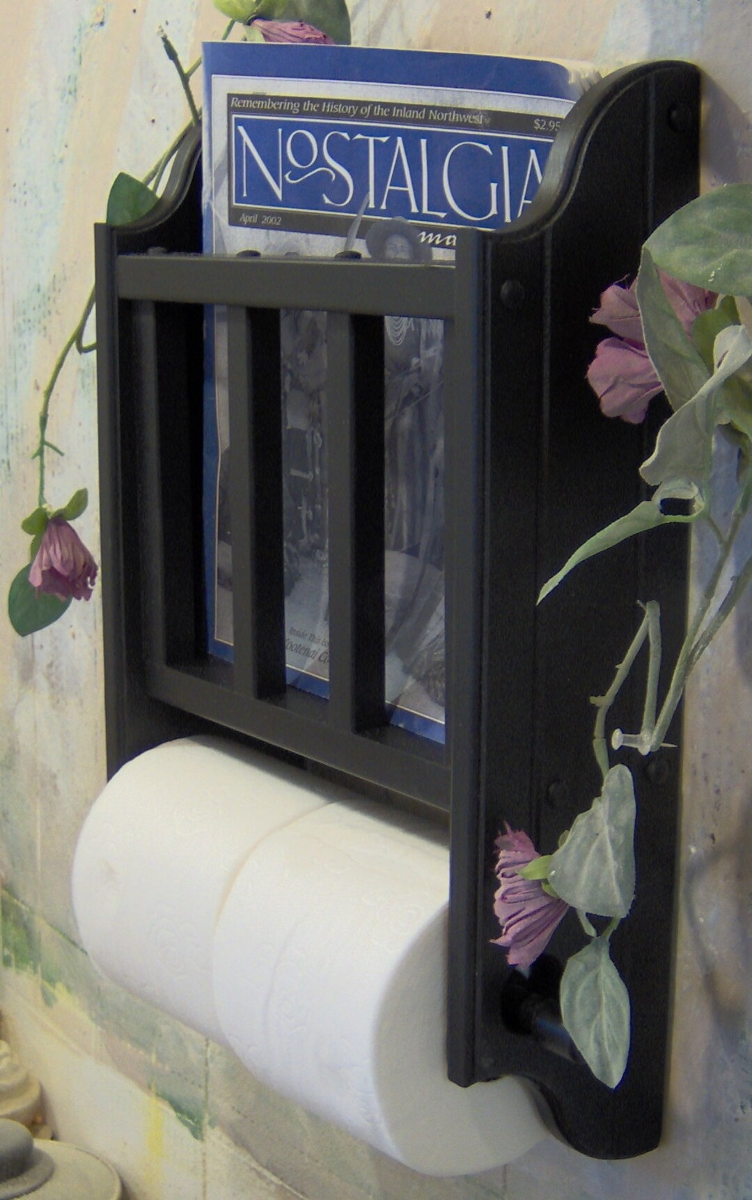 Black Magazine Rack With Toilet Paper Tissue Holder Made in the USA - Etsy