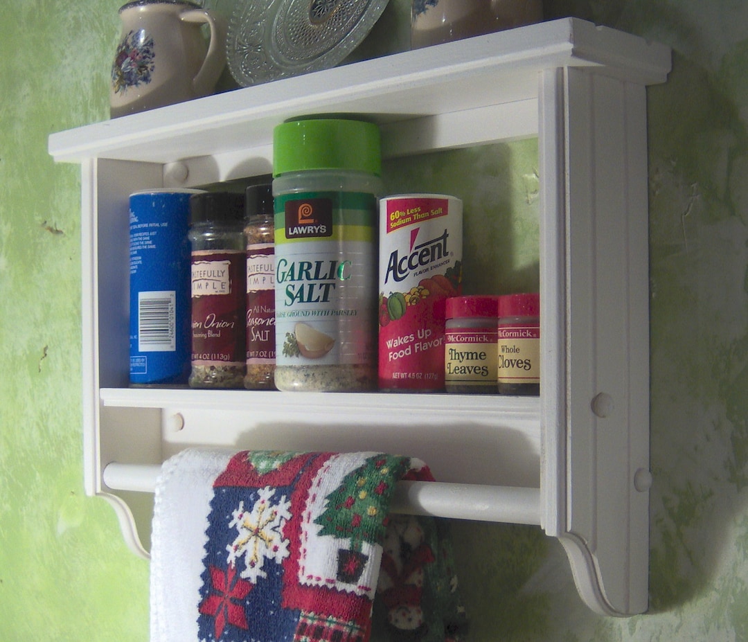 White Spice Rack ,plate,towel Bar,wall Shelf,wood - Etsy