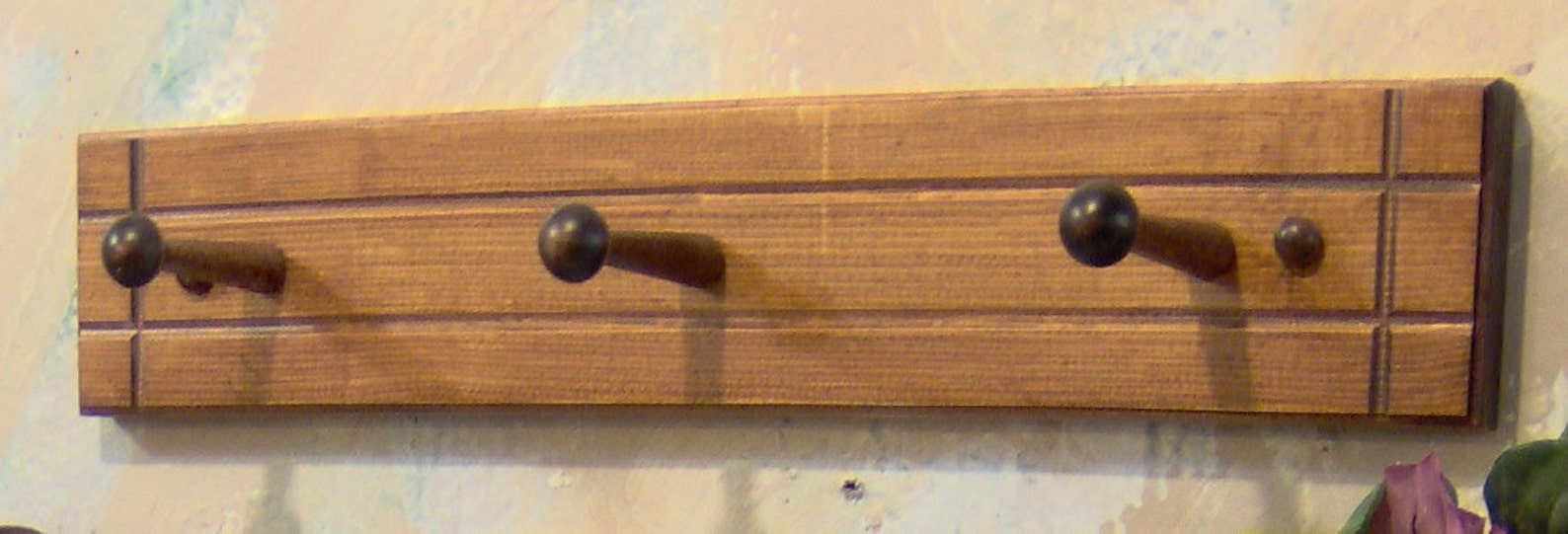 Choose Your Stain 18 Inch Peg Rack for Robes Towels | Etsy