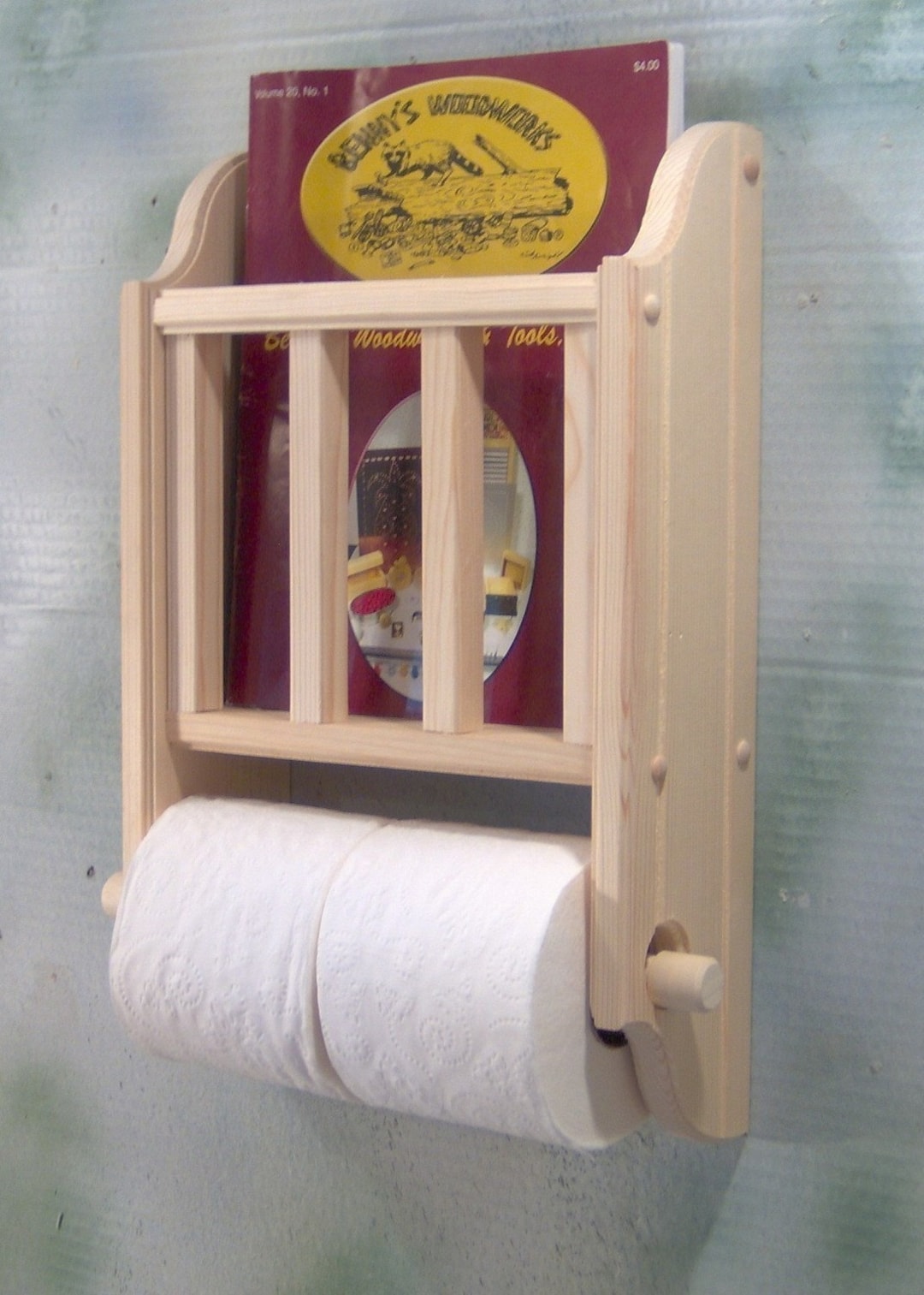 Unfinished Magazine Rack With Toilet Paper Holder - Etsy