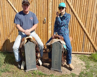 Solid Pine Saddle Stand is Aqua Wood Stain Finished With | Etsy
