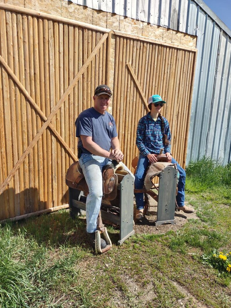 Gray Wood Stain Free Standing Saddle Stand Rack With Tray | Etsy