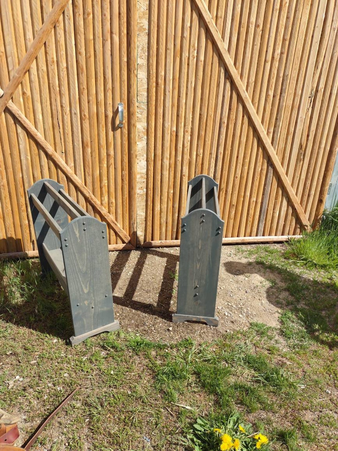 Gray Wood Stain Free Standing Saddle Stand Rack With Tray Ready to ...