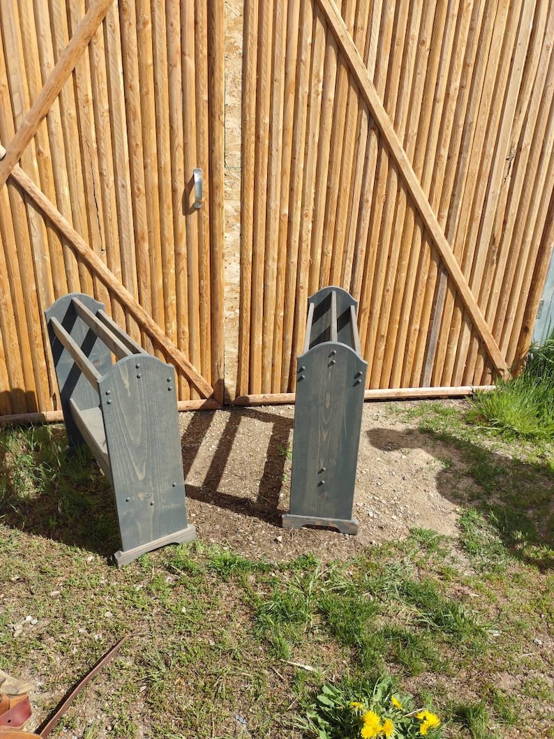 Gray Wood Stain Free Standing Saddle Stand Rack With Tray | Etsy