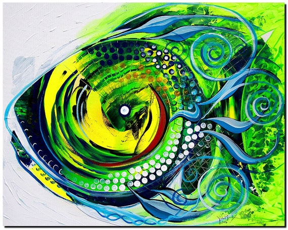 New Colorful Stunning Abstract Fish Original Painting | Etsy