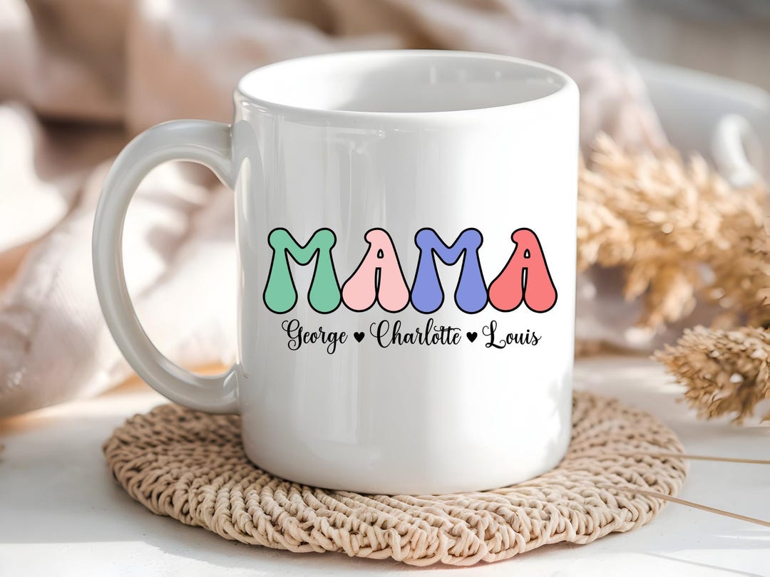 Personalised Mama Mug With Kids Names, Mother's Day Coffee Mug, Custom ...