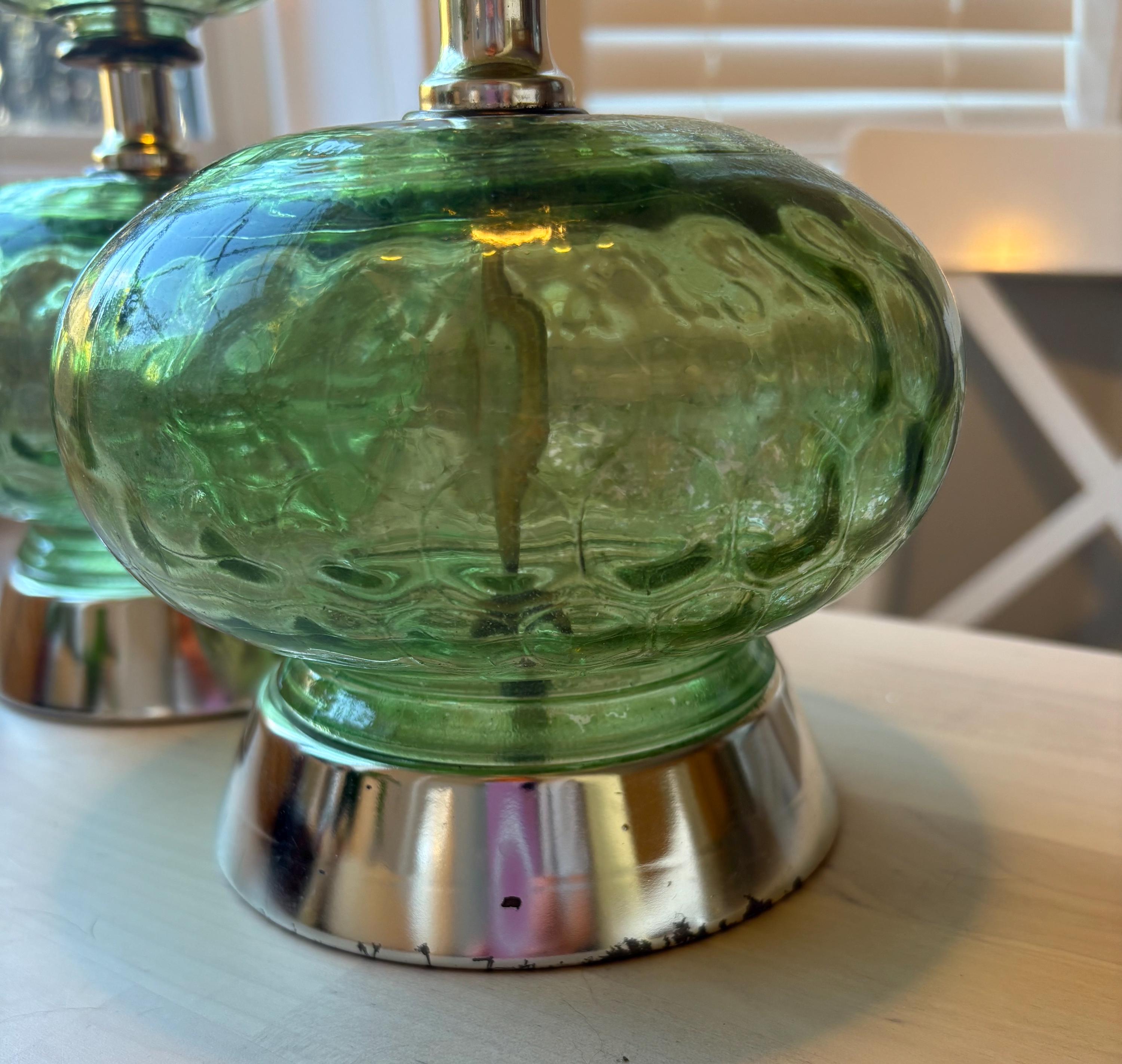 Mid Century Green Glass Table Lamps - Interior Home Lighting Decor ...