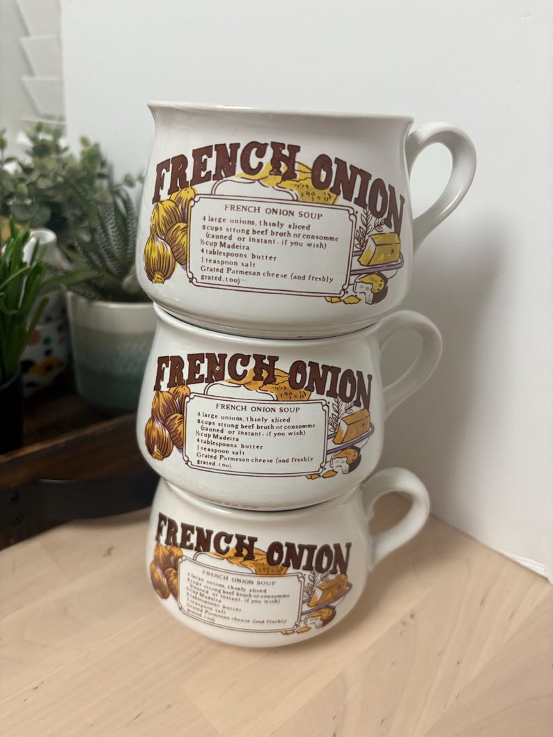 1980’s Vintage Soup Mugs - Choose From Variety of French Onion Soup ...