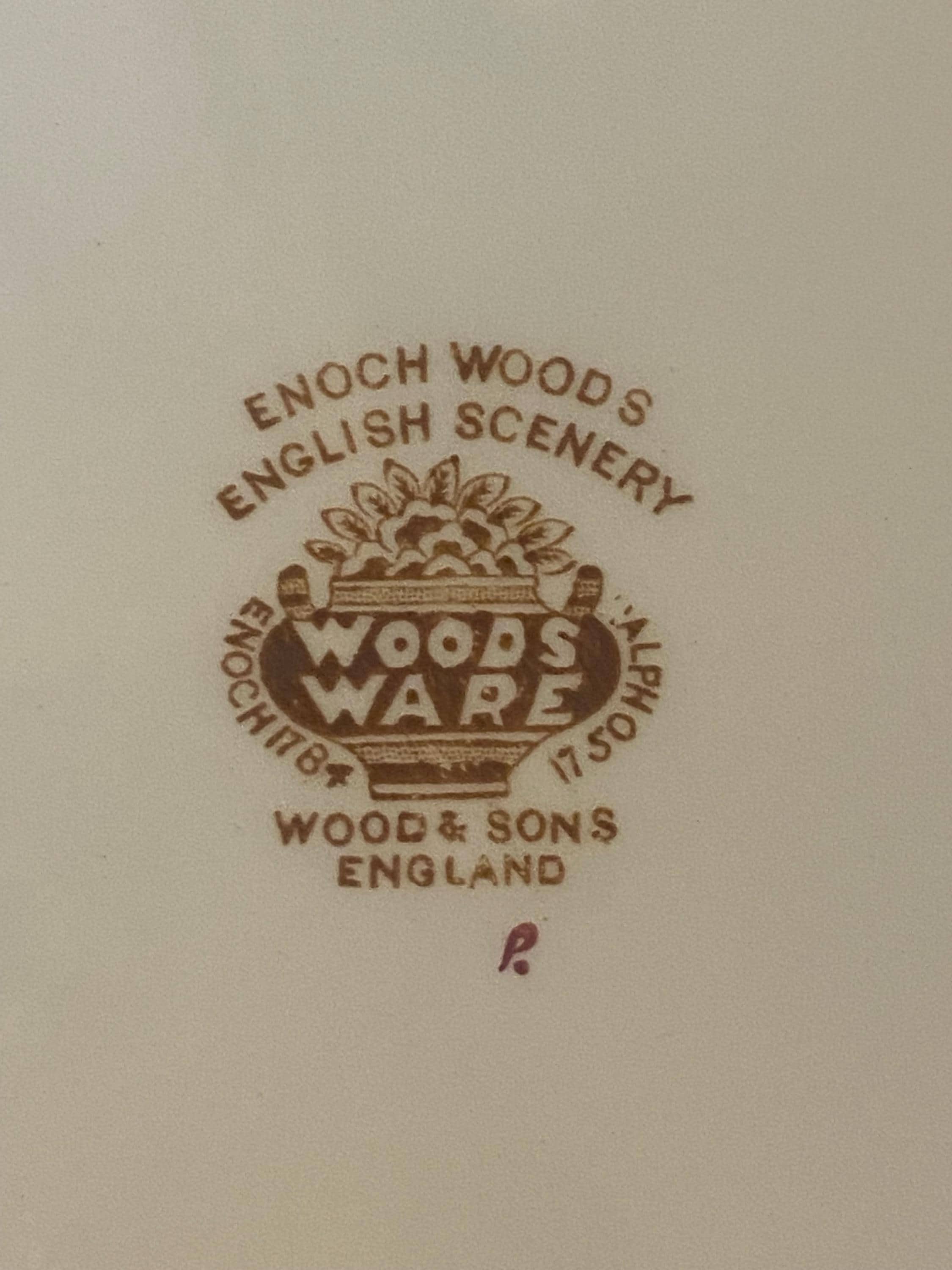 1920's Enoch Woods English Scenery Woods Ware Brown and White Plate. 9 ...
