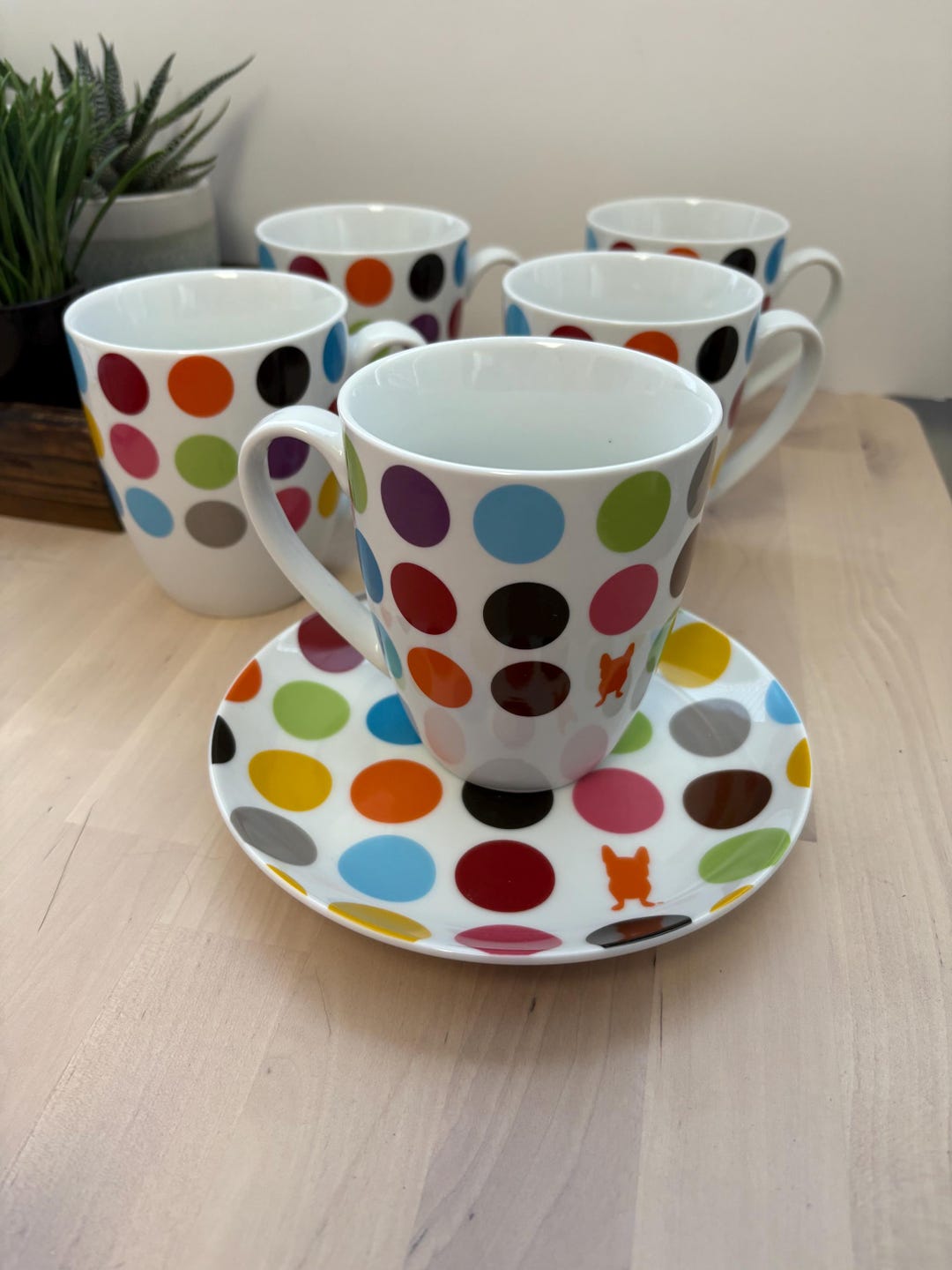 OUI French Bulldog Polka Dot Mugs and Plates - Etsy