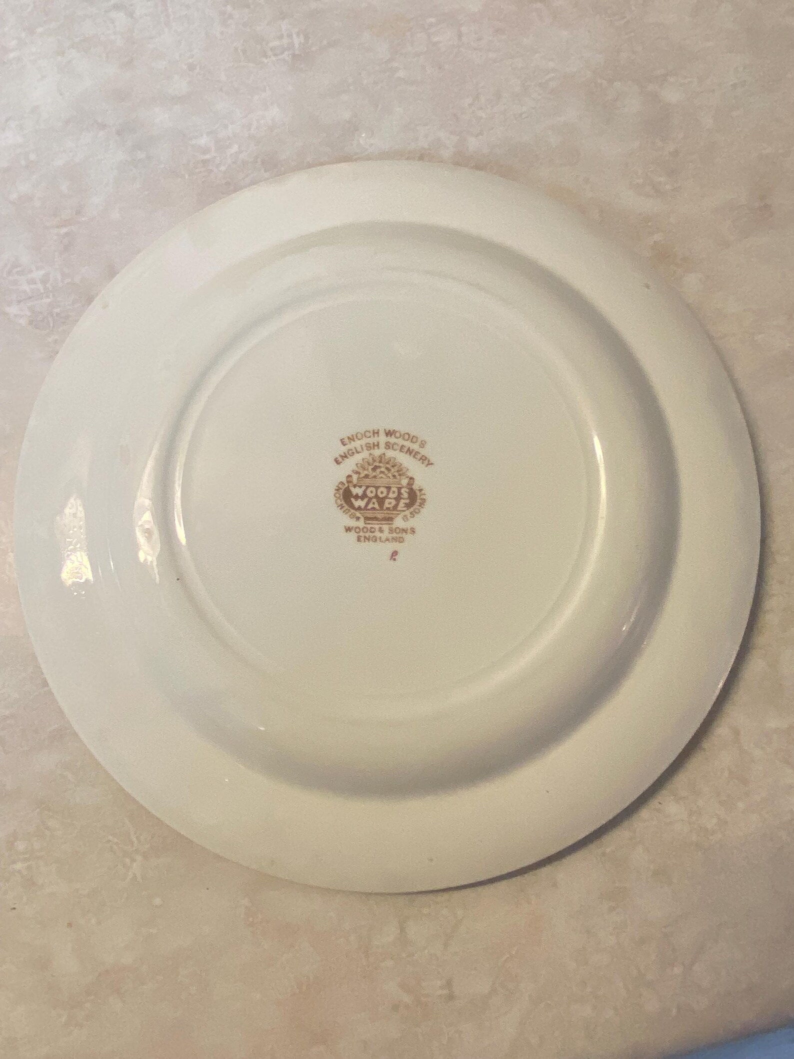1920's Enoch Woods English Scenery Woods Ware Brown and White Plate. 9 ...