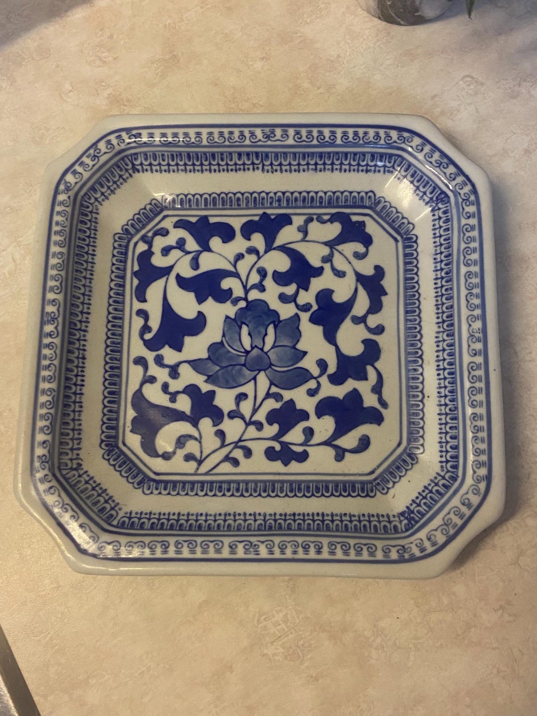 Vintage Blue and White Square Ceramic Tray Floral - Etsy