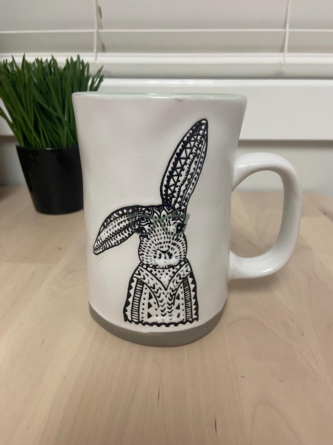 Smart Bunny Rabbit Wearing Glasses Ceramic Textured Bohemian Mug I Love ...