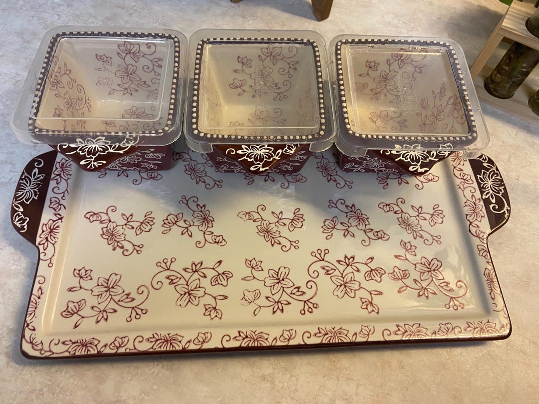 Temptations by Tara Chocolate Floral Lace Serving Platter Tray With ...