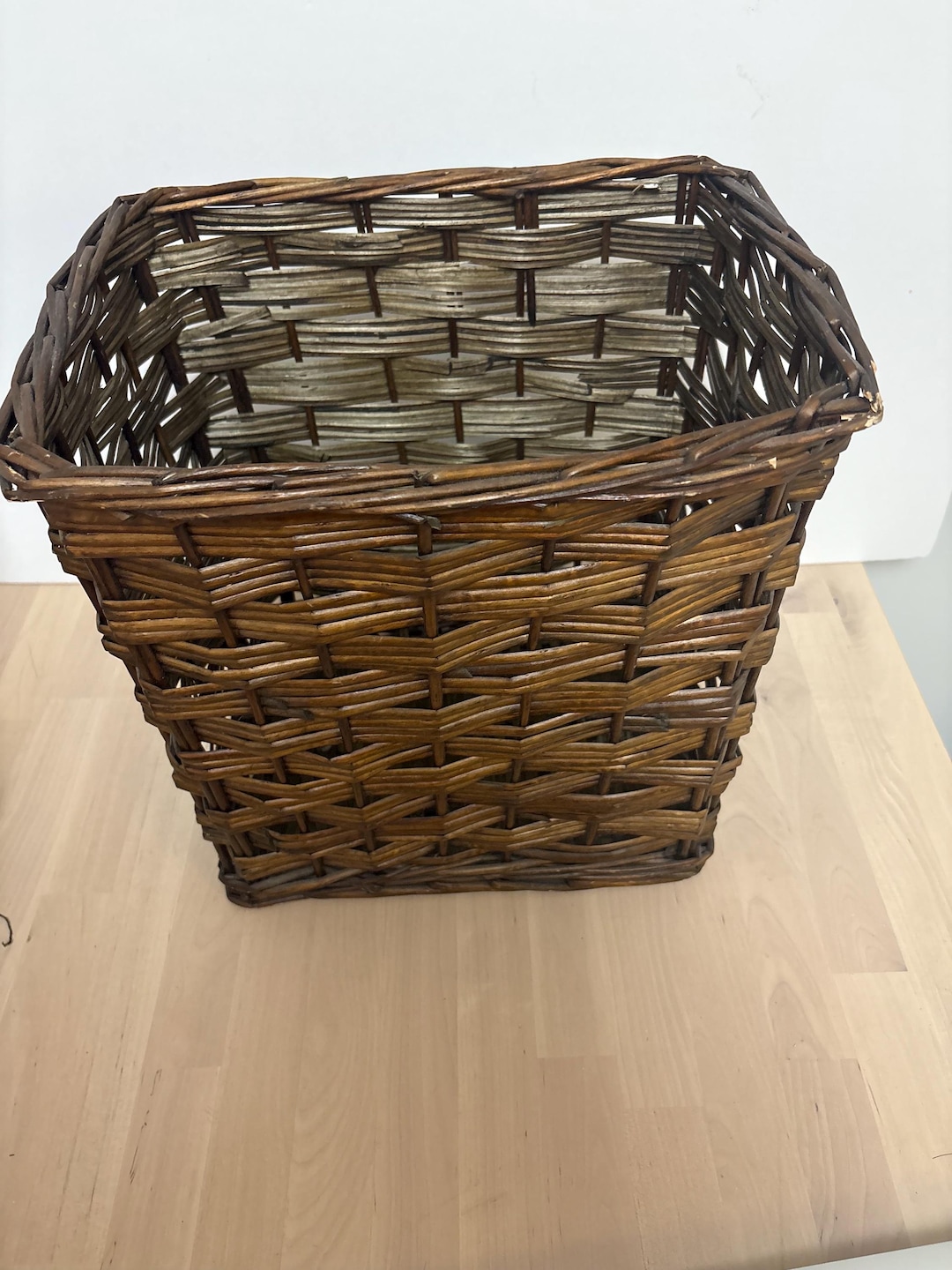 Large Wicker Vintage Trash Can 1970s - Etsy