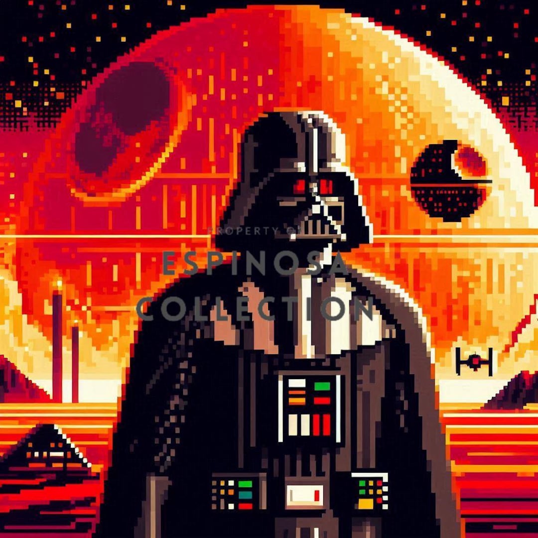 Pixel Art Darth Vader With Galactic Sunset Star Wars Digital Print 3 ...