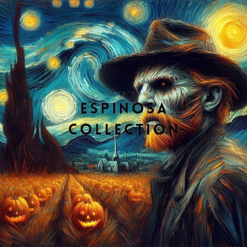 Haunted Van Gogh - Starry Night in the Pumpkin Patch Digital Art Print ...