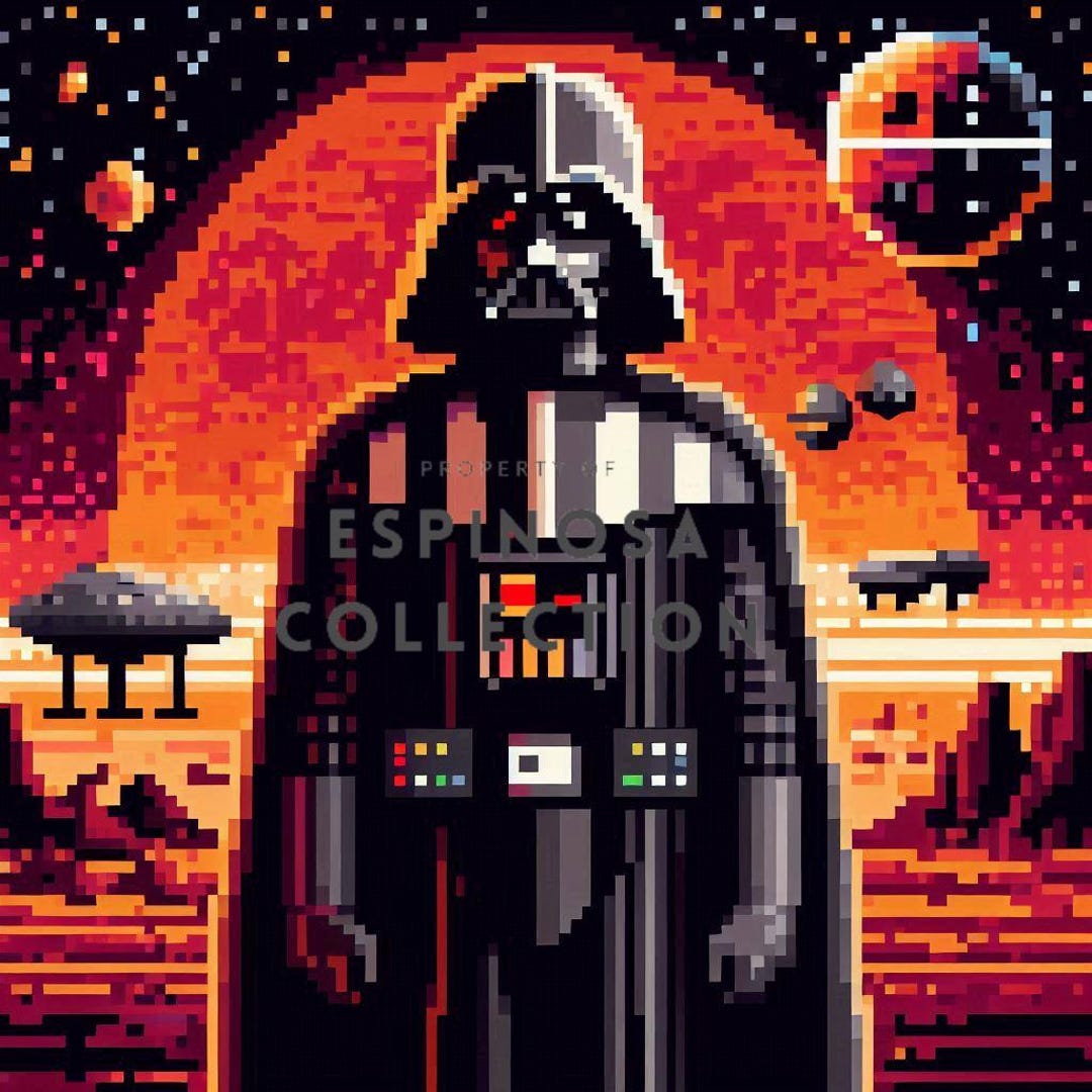 Pixel Art Darth Vader With Galactic Sunset Star Wars Digital Print 3 ...