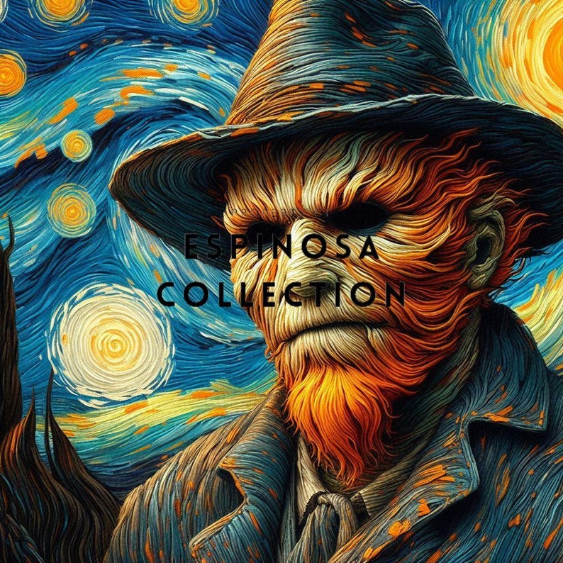 Haunted Van Gogh - Starry Night in the Pumpkin Patch Digital Art Print ...