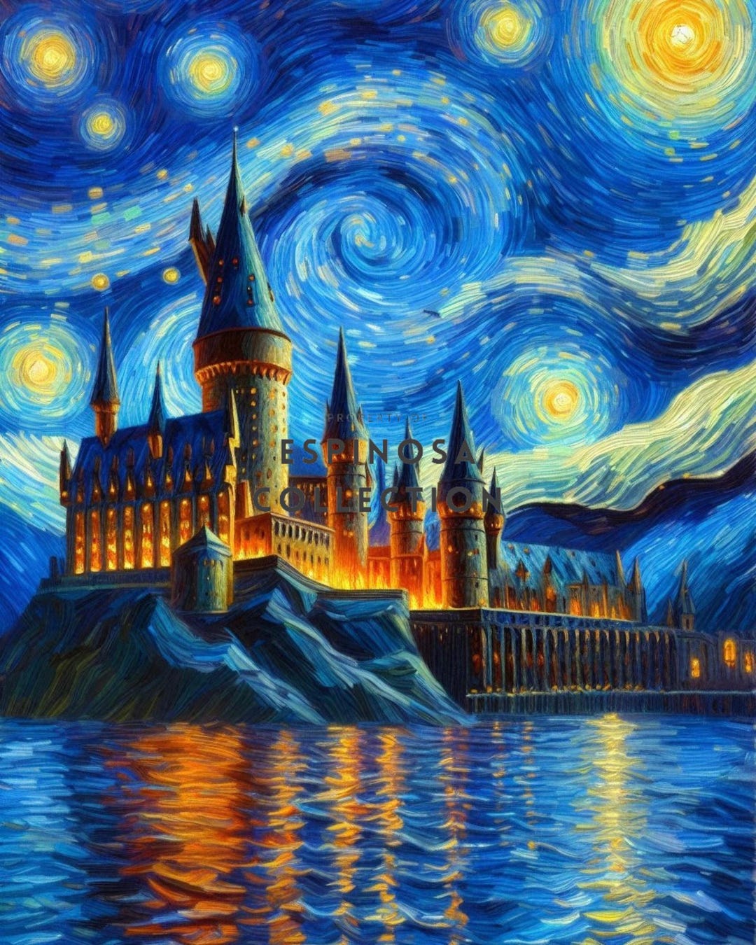 Van Gogh Style Magic School Inspired Castle Digital Art Print (3 Sizes ...