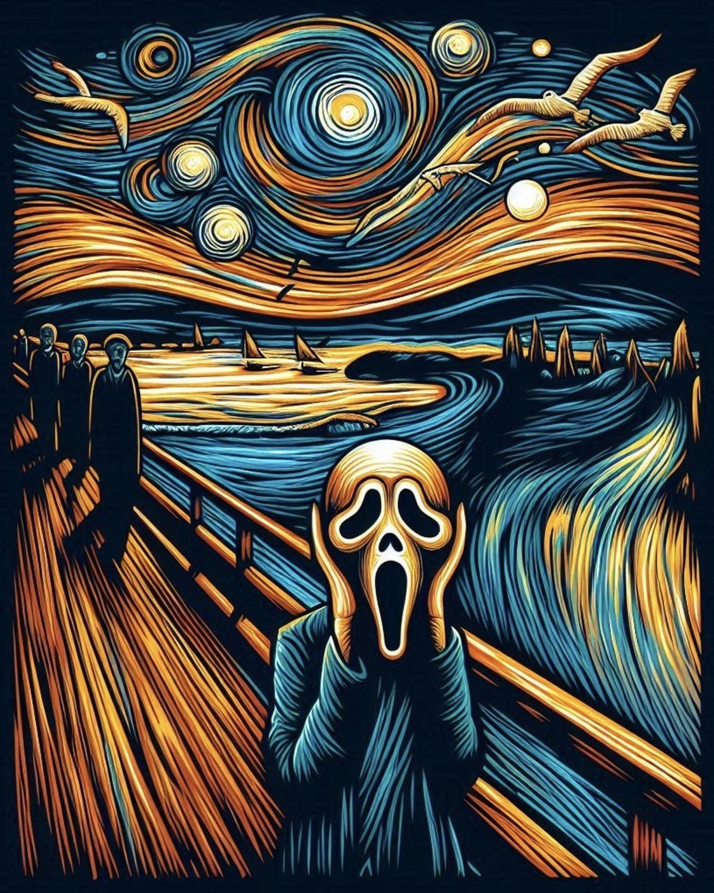 The Scream of Van Gogh - A Starry Night Fusion - Digital Art Print (3 ...