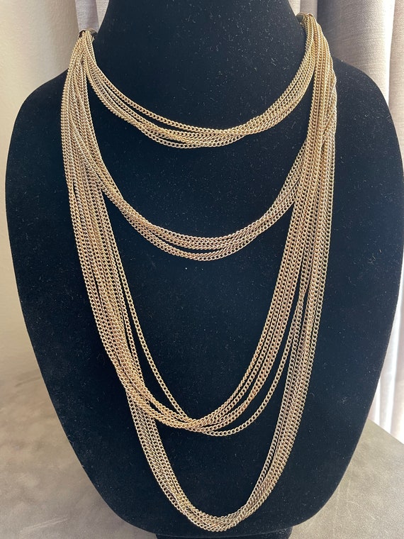 Vintage Triple Layer Multi-Strand Chain Necklace, 199… - Gem