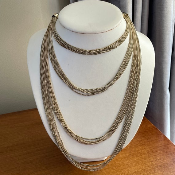 Vintage Triple Layer Multi-Strand Chain Necklace, 199… - Gem