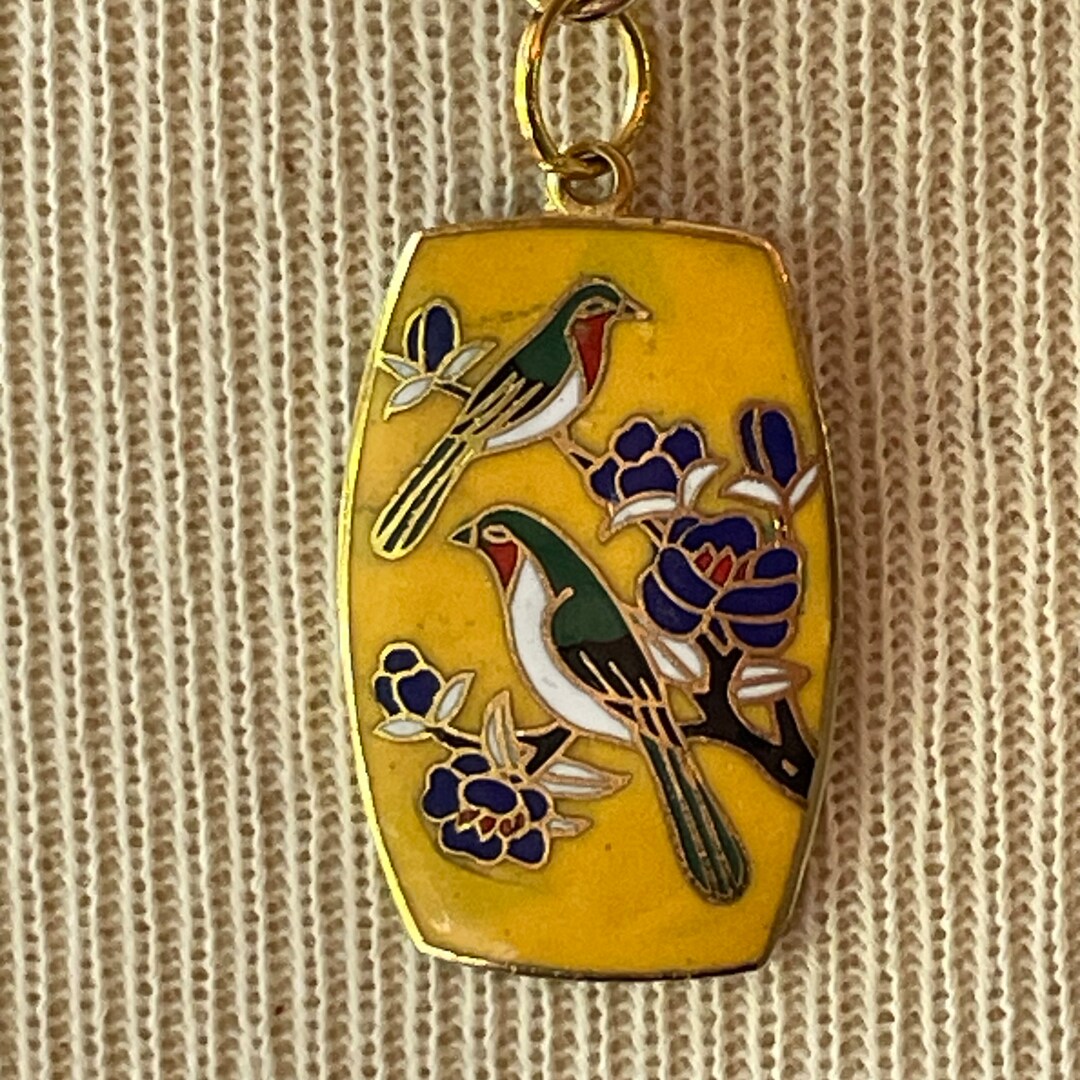 Possibly Laurel Burch Yellow Enamel Pendant With Birds on Paperclip ...