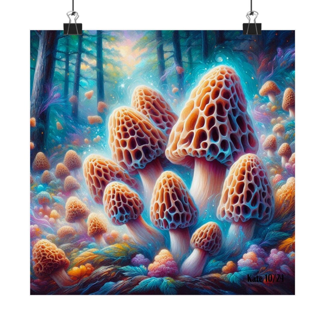 Botanical Matte Posters - Morel Mushrooms, Kitchen Wall Art, Nature ...