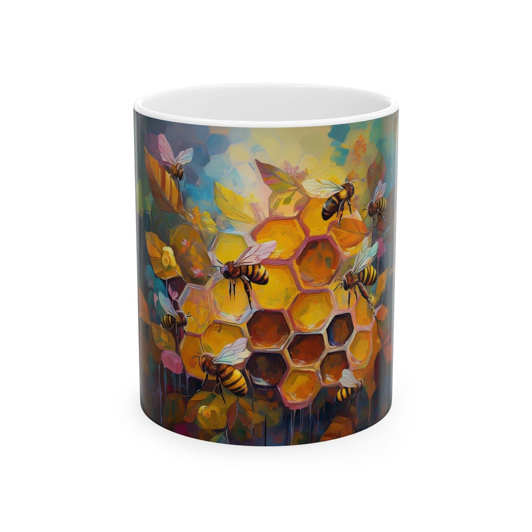Honeybee Ceramic Mug 2, Beehive Coffee Cup, Garden Theme Tea Mug ...