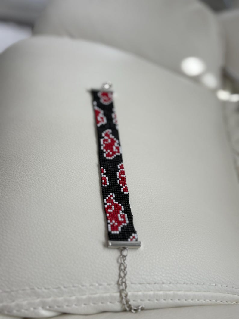 Akatsuki Beaded Bracelet – Naruto Inspired Bracelet, Red Cloud Design ...