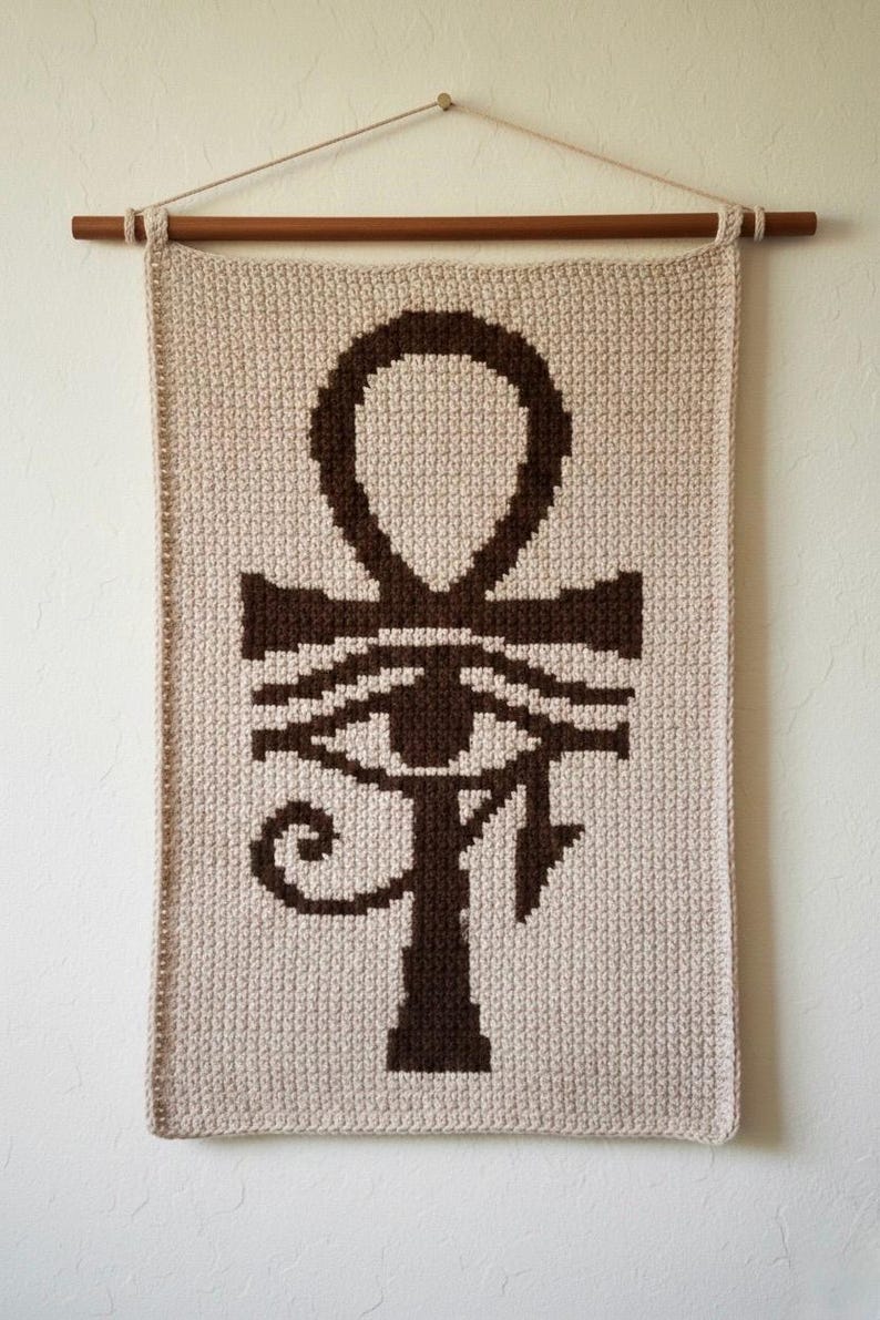 Ankh & Eye of Horus Crochet Pattern | Egyptian Symbol Tapestry | 73x108 ...