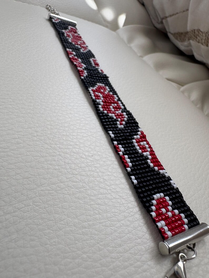 Akatsuki Beaded Bracelet – Naruto Inspired Bracelet, Red Cloud Design ...