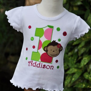 Girls Monkey Birthday Shirt - Girls Ruffle Shirt - Personalized Monkey ...