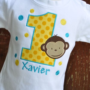 Personalized Monkey Boy Kids Birthday Shirt / Polka Dots - Etsy